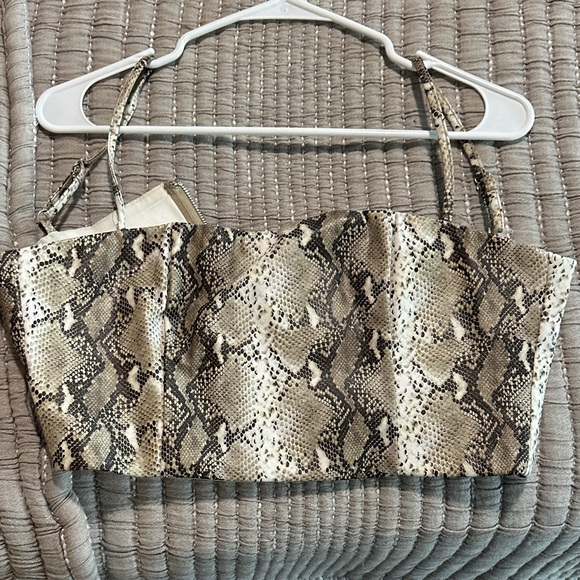 Tiger Mist | Tops | Tiger Mist Snake Print Crop Top Black And Cream ...